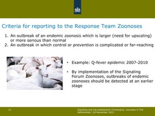 Signalling and risk assessment of emerging zoonoses in The Netherlands ...