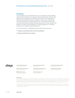 VDI Comparison: Five Reasons XenDesktop beats Horizon View | PDF | Desktops | Computing