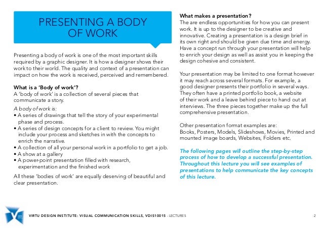 VDIS10015 Presenting a body of work - Lecture 5
