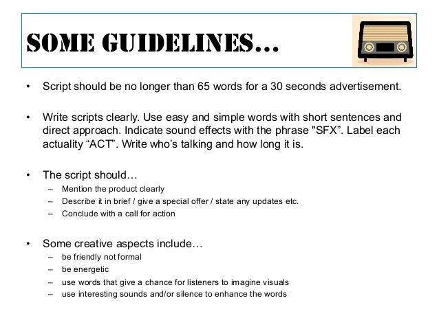 Radio Script and Storyboards