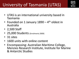 University of Tasmania virtual learning environment – Strategy and ...