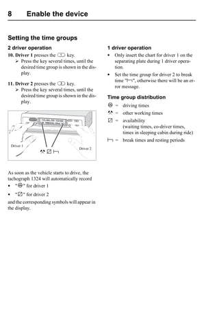 Vdo 1324 operating instructions for tachograph | PDF