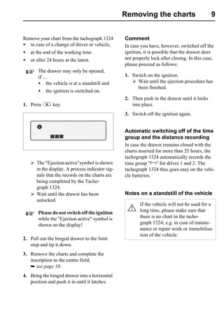 Vdo 1324 operating instructions for tachograph | PDF