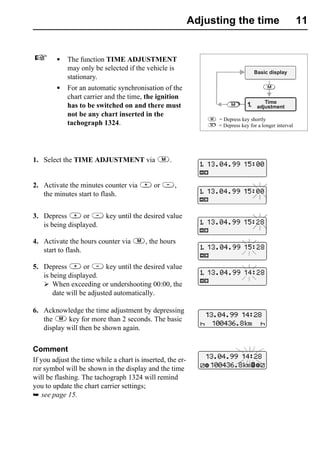 Vdo 1324 operating instructions for tachograph | PDF