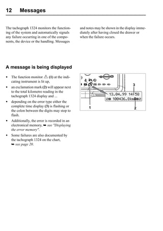 Vdo 1324 operating instructions for tachograph | PDF