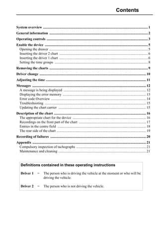 Vdo 1324 operating instructions for tachograph | PDF