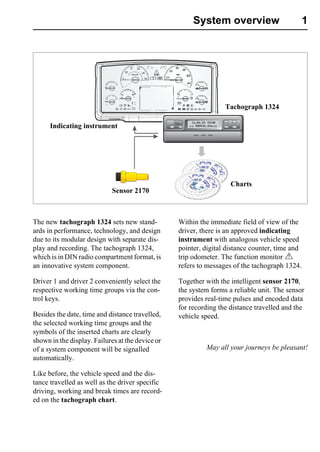 Vdo 1324 operating instructions for tachograph | PDF