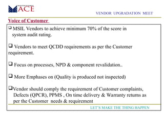 Comprehensive Vendor Upgradation Meet for Quality & Compliance | PPT
