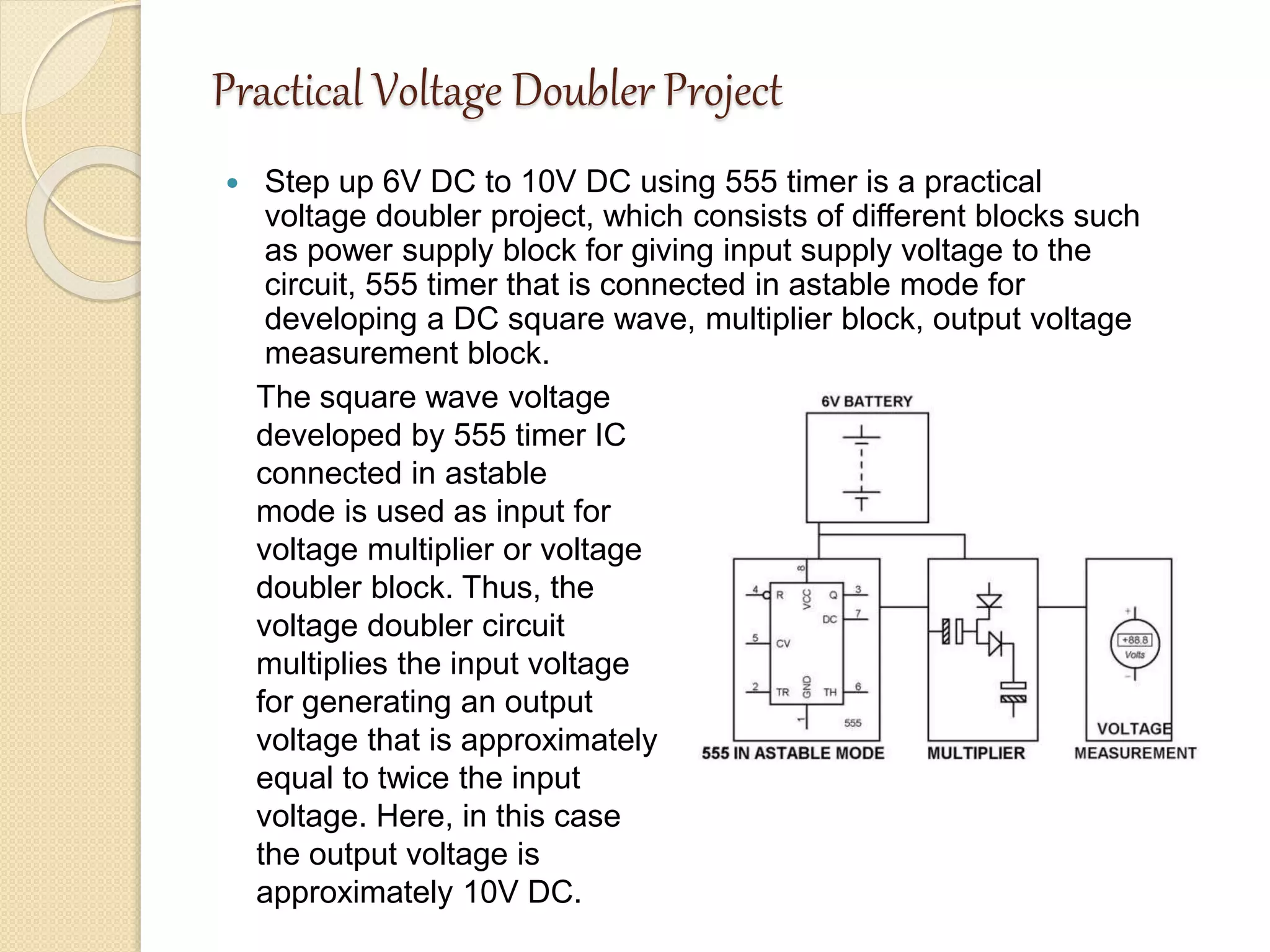 Voltage Doubler using NE 555 timer IC | PPTX