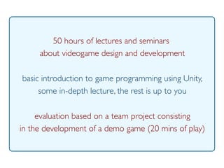 Videogame Design and Programming - Course organization | PPT