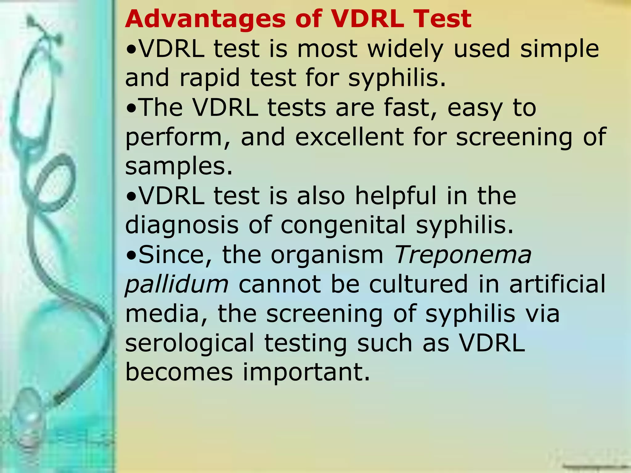 VDRL Test for Syphilis | PPTX