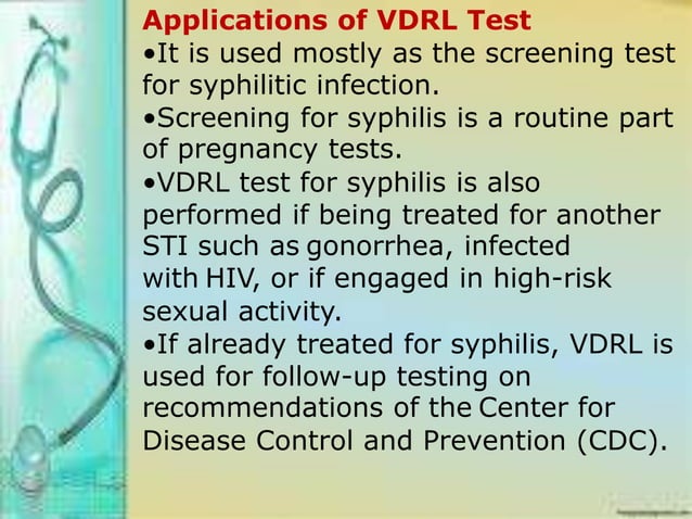 VDRL Test for Syphilis | PPTX | Infectious Diseases | Diseases and ...