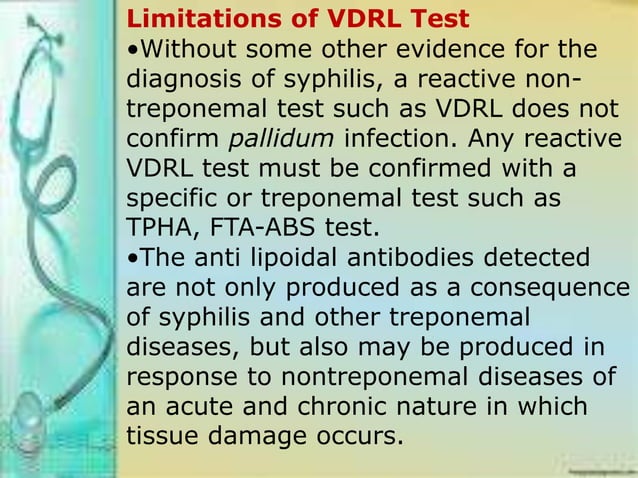 VDRL Test for Syphilis | PPTX | Infectious Diseases | Diseases and ...