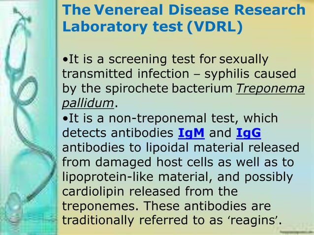 VDRL Test for Syphilis | PPTX | Infectious Diseases | Diseases and ...