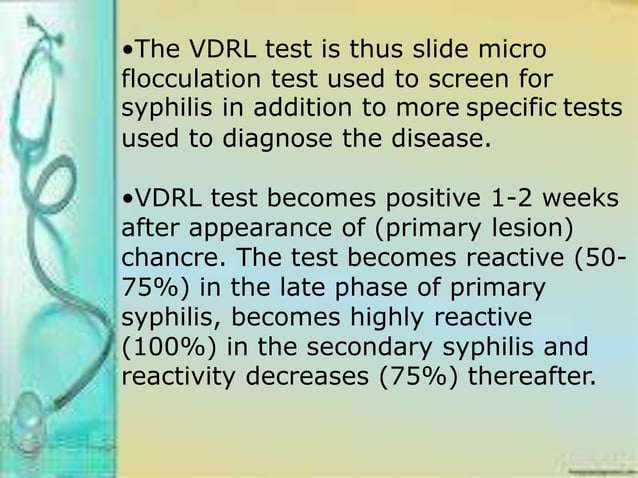 VDRL Test for Syphilis | PPTX | Infectious Diseases | Diseases and ...