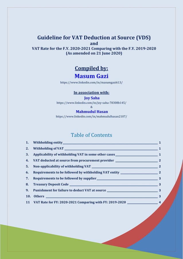 VDS Guideline and VAT Rate for the FY 2020-2021 in comparison with FY 2019-2020 | PDF | Business ...
