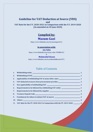 VDS Guideline and VAT rate for the FY 2020-2021 | PDF