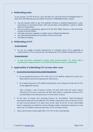 VDS Guideline and VAT rate for the FY 2020-2021 | PDF