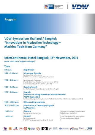 VDW Thailand Symposium Program | PDF