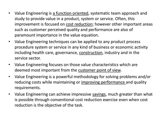 VALUE ENGINEERING CONCEPT-A BRIEF IN CONSTRUCTION INDUSTRY | PPTX