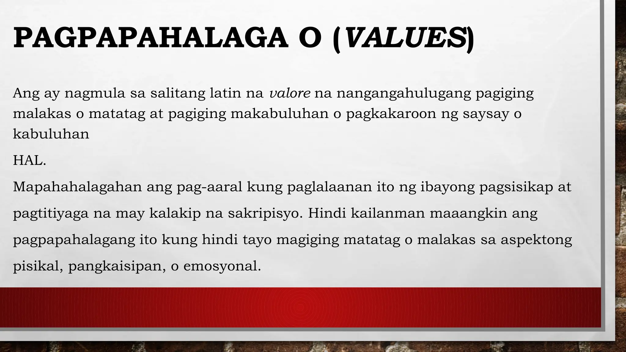Pagapapahalaga at Virtue bilang bataan ng sariling pagpapasya | PPTX