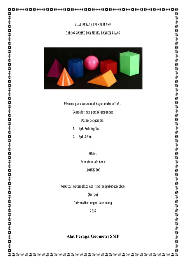 Tugas geometri Suhito UNNES Alat peraga bangun ruang SMP Fransiska PPGT ...