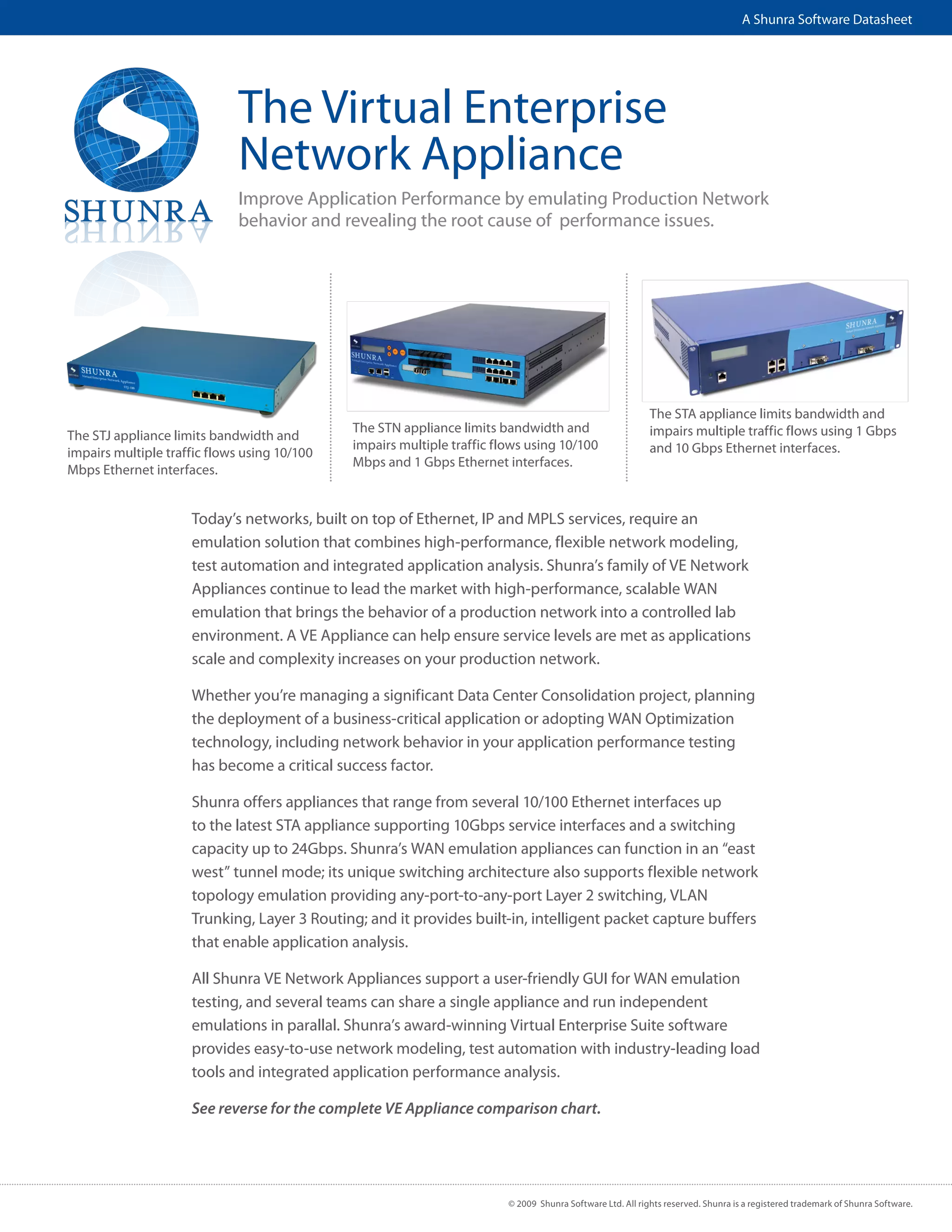 Shunra VE Network Appliance | PDF