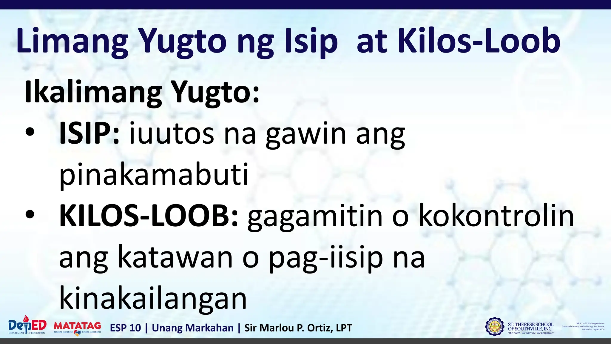 EsP10.Quarter 1.-Lesson 1. Isip-at-Kilos-Loob | PDF