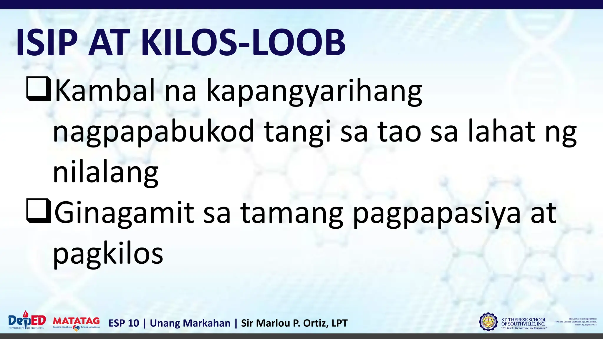 EsP10.Quarter 1.-Lesson 1. Isip-at-Kilos-Loob | PDF