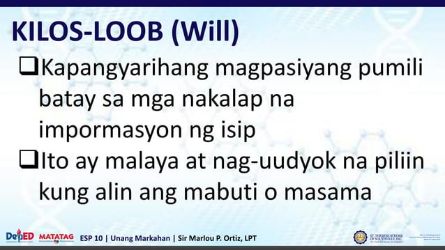 EsP10.Quarter 1.-Lesson 1. Isip-at-Kilos-Loob | PDF