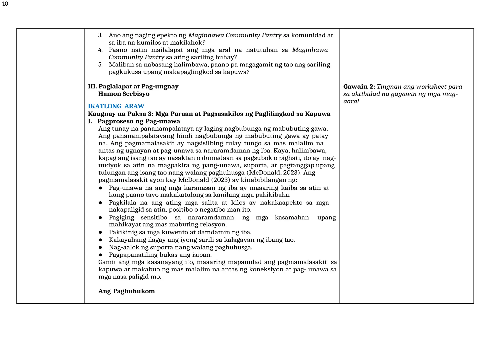 VE 7 DLL Quarter 3 Week 3 Daily lesson log for Values Education | DOCX