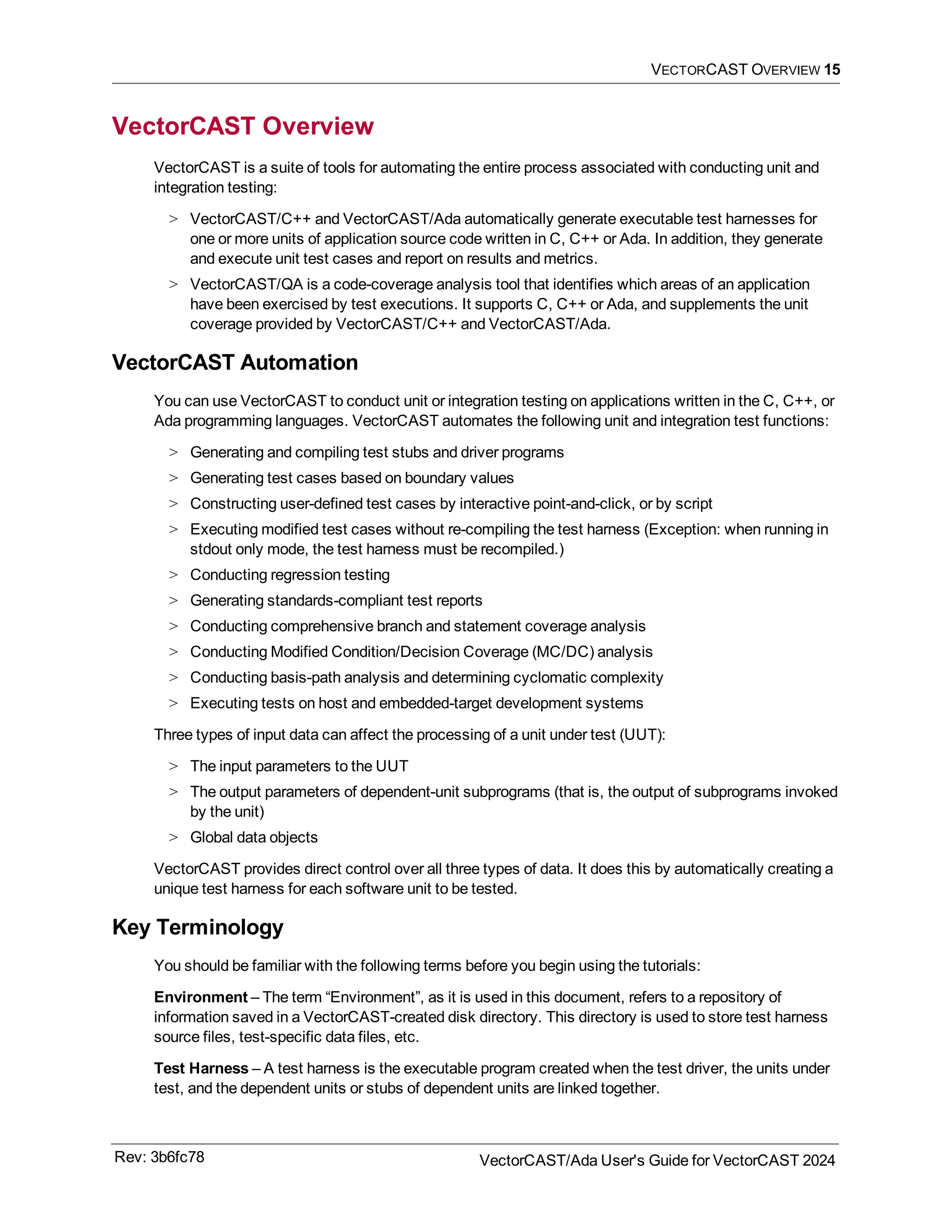 User guide of VectorCast 2024 ADA testing tool for safety critical ...