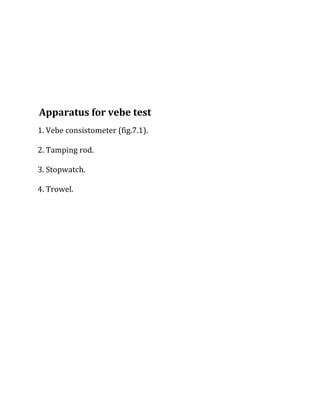 Vebe test for workability of fresh concrete | PDF