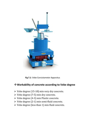 Vebe test for workability of fresh concrete | PDF