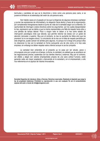 Valores Empresariales. Valor seriedad | PDF