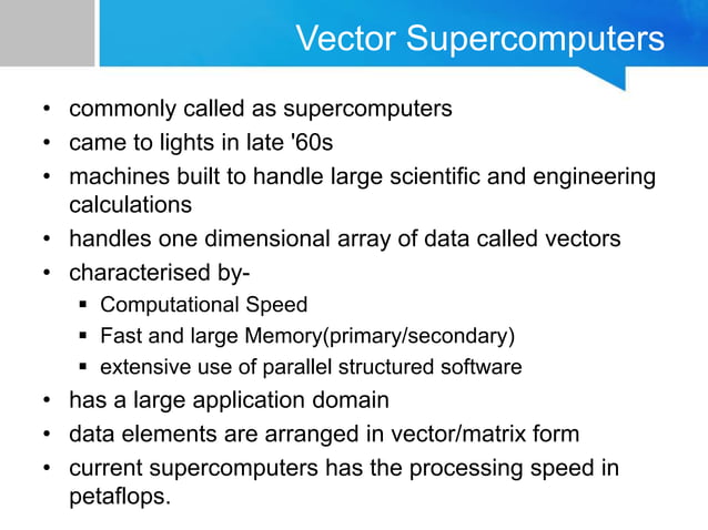 Vector Supercomputers and Scientific Array Processors | PPT