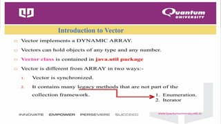 Vector In java (as a part of collection frame work) | PPTX