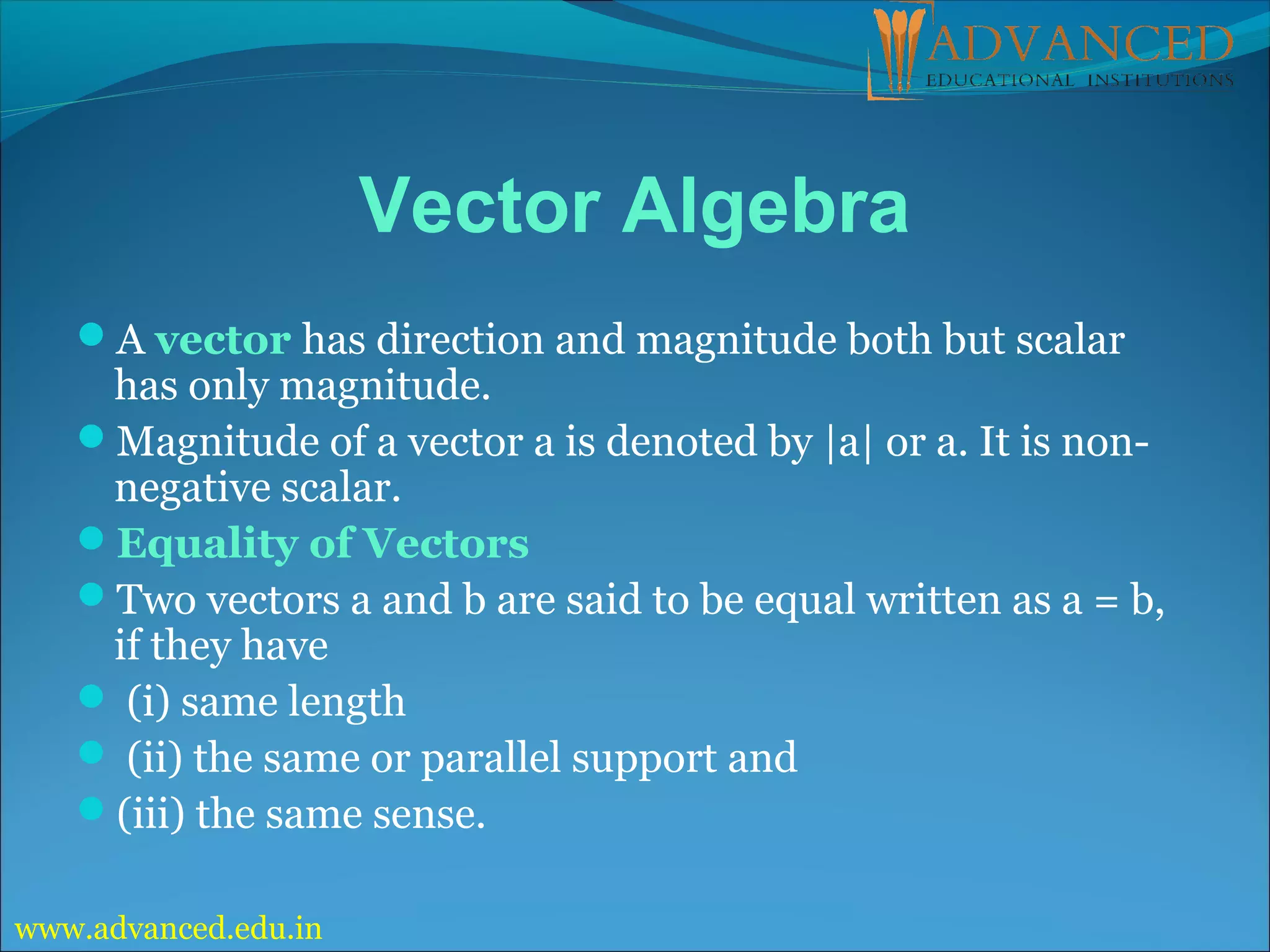 Vector algebra | PPT