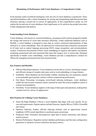 Maximizing AI Performance with Vector Databases: A Comprehensive Guide ...