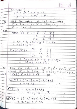 Scalar & Vector product of three & four vector . | PDF