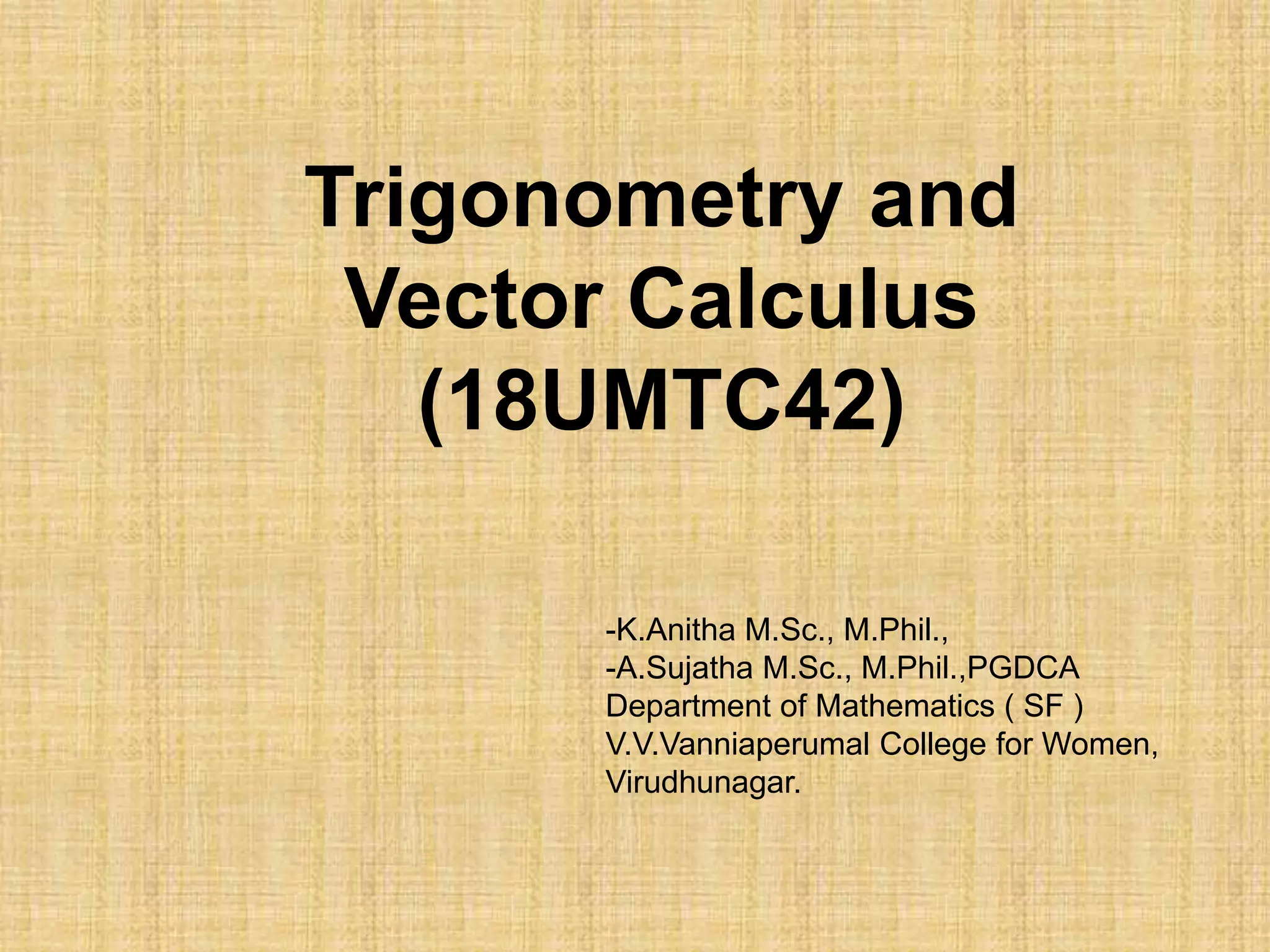 Vector calculus | PPTX