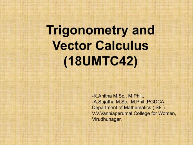Vector calculus | PPTX