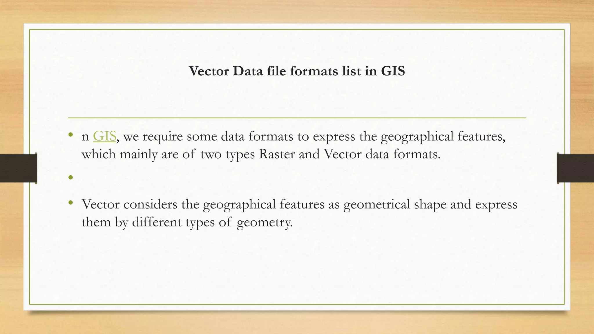 Vector data formats | PPT