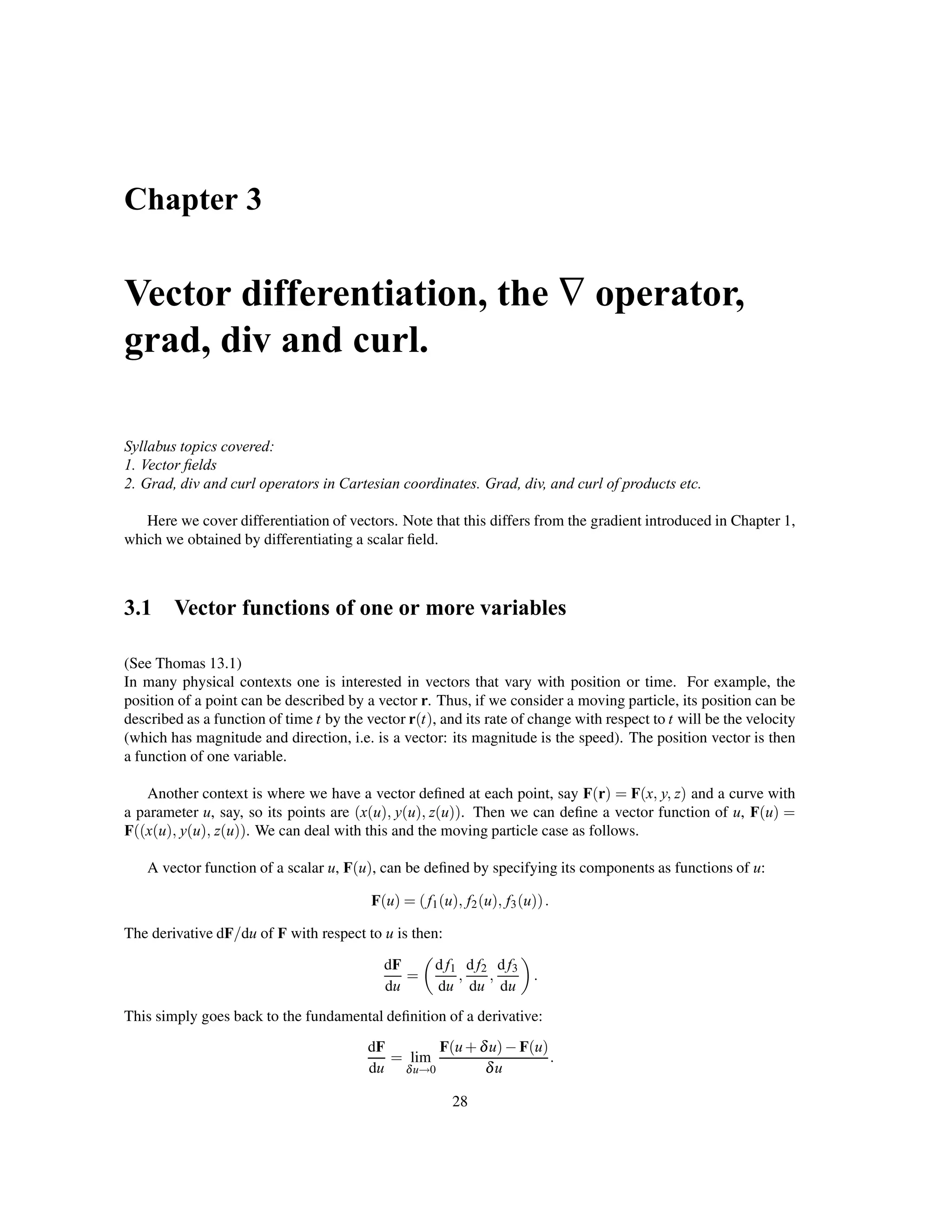 Vector differentiation, the ∇ operator, | PDF
