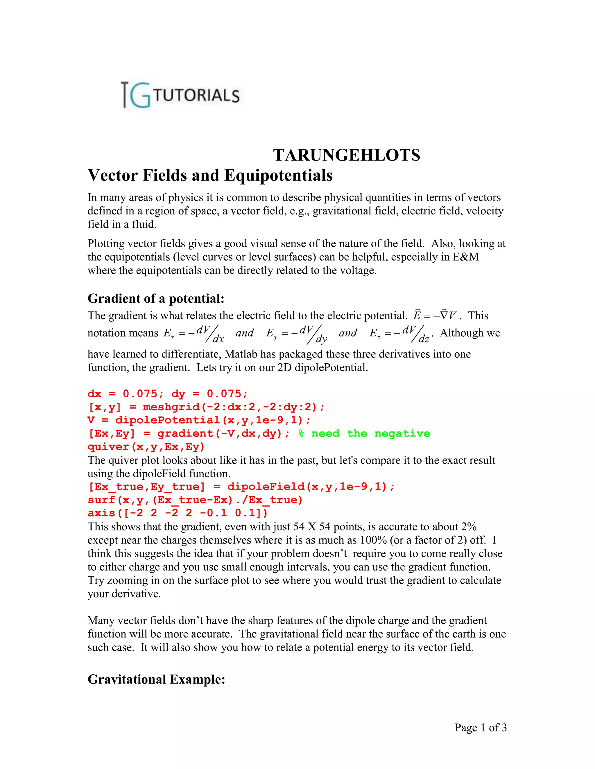 Vector fields and equipotentials | DOCX
