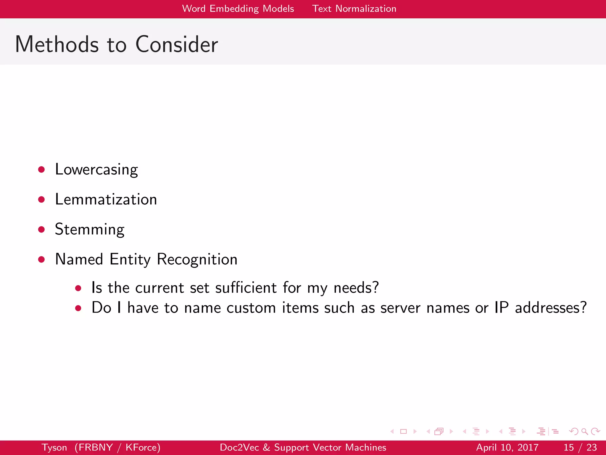 Word Embedding Models & Support Vector Machines for Text Classification | PPT