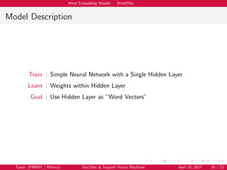Word Embedding Models & Support Vector Machines for Text Classification | PPT