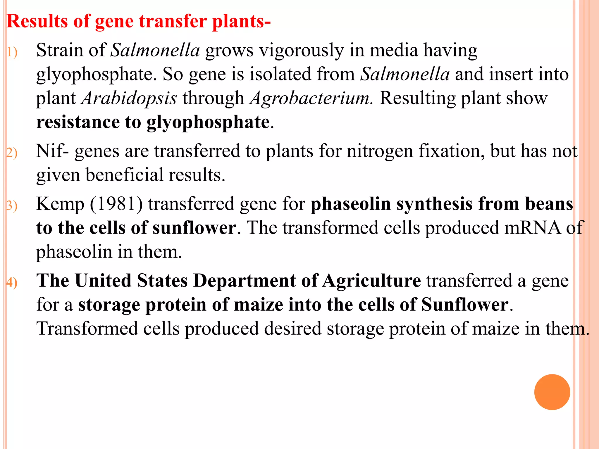 Vector mediated gene transfer methods for transgenesis in Plants. | PPTX