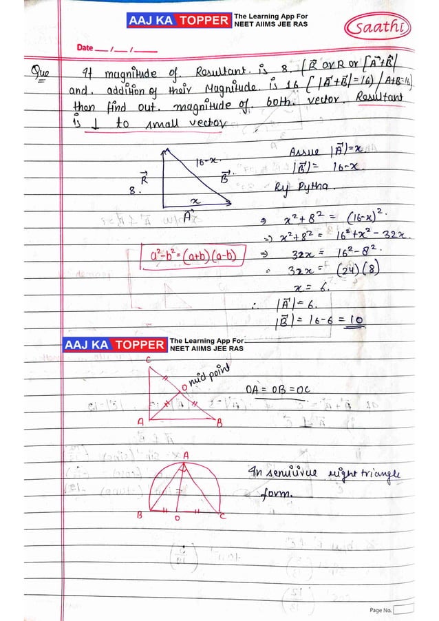 Vector Notes For English Medium Handwritten Pdf