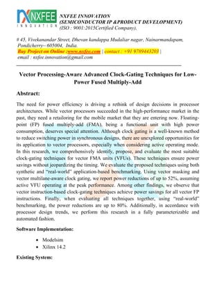 Vector processing aware advanced clock-gating techniques for low-power ...